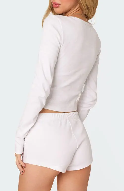 EDIKTED Rebekah Rib Henley Top - White