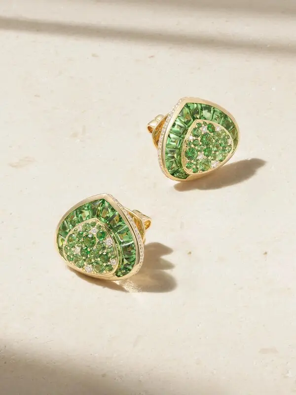Marina B Dora 18-karat Gold, Tsavorite And Diamond Earrings - Green