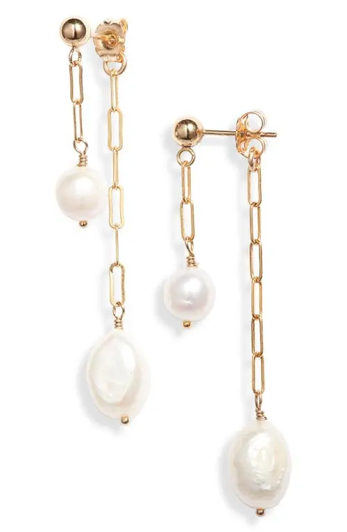 SET & STONES Maryn Freshwater Pearl Drop Earrings - Gold