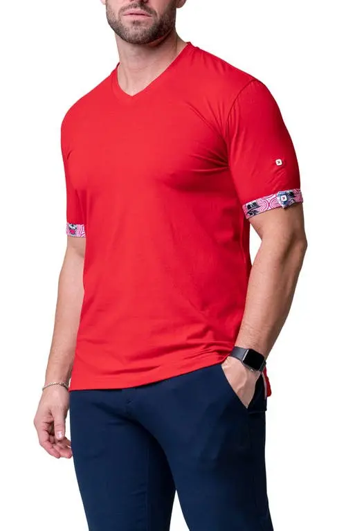 MACEOO Vivaldi Solid Ripple V-neck Cotton T-shirt