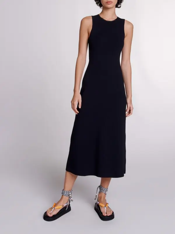 Maje Cutaway Knit Maxi Dress