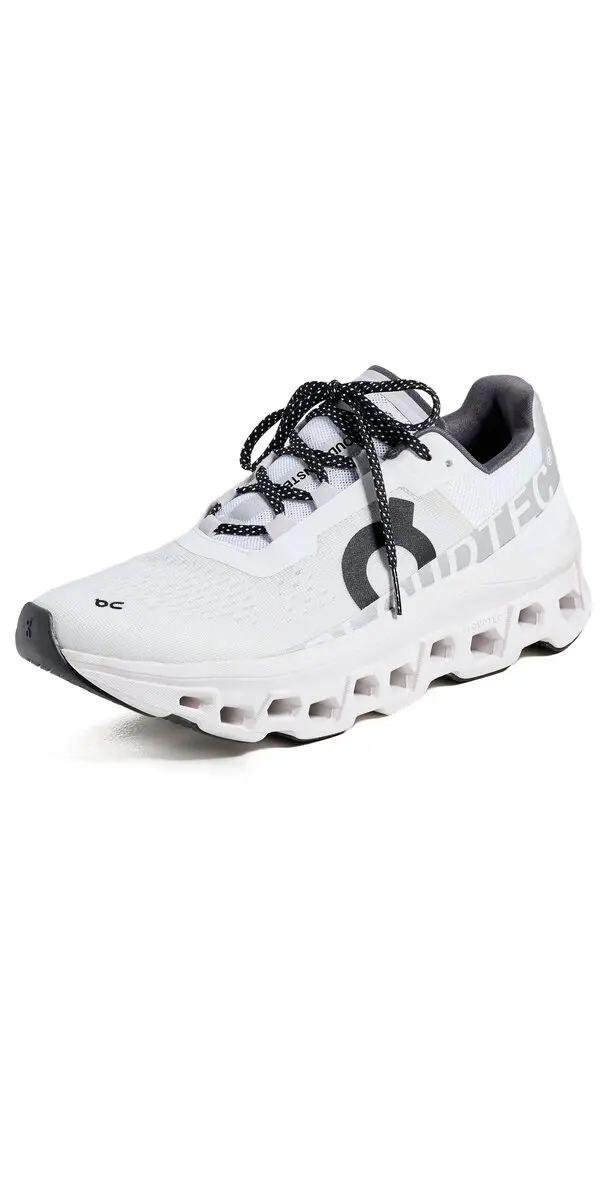 On Cloudmonster Lace Up Sneakers - All White