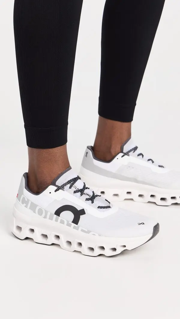 On Cloudmonster Lace Up Sneakers - All White