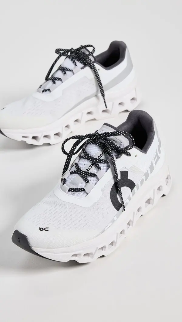 On Cloudmonster Lace Up Sneakers - All White