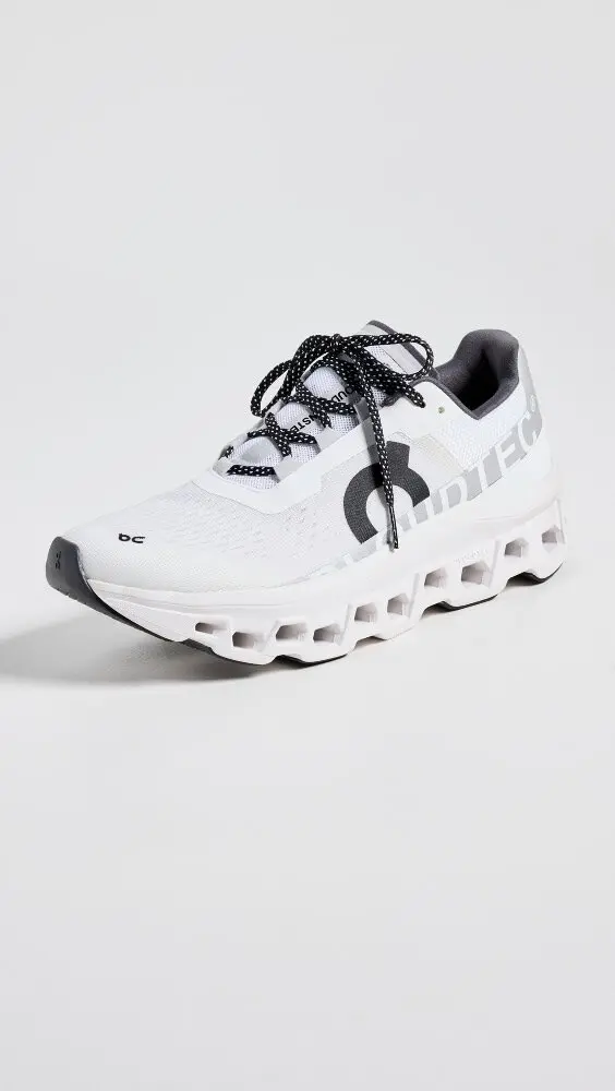 On Cloudmonster Lace Up Sneakers - All White