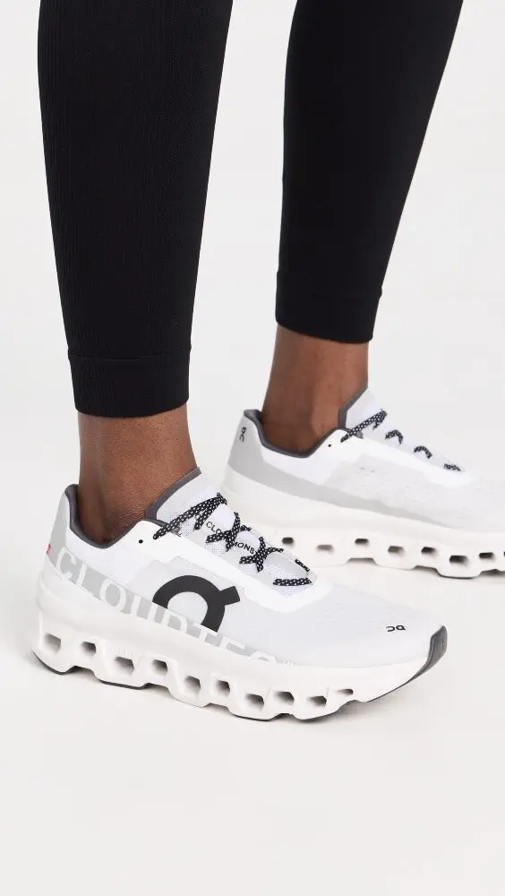 On Cloudmonster Lace Up Sneakers - All White