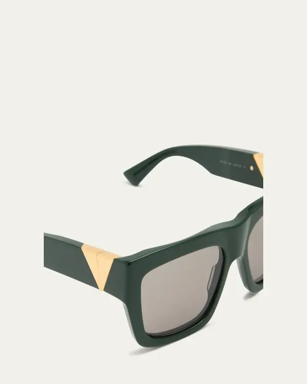 Bottega Veneta Acetate & Metal Rectangle Full Rim Sunglasses