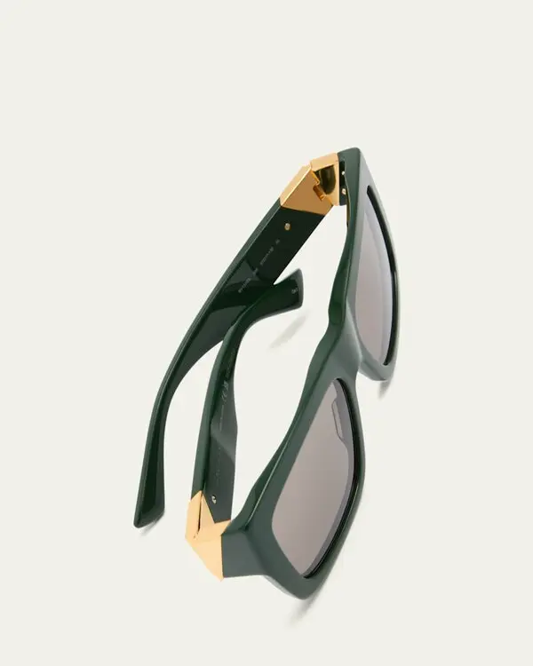 Bottega Veneta Acetate & Metal Rectangle Full Rim Sunglasses
