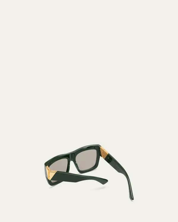 Bottega Veneta Acetate & Metal Rectangle Full Rim Sunglasses
