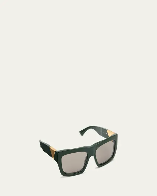 Bottega Veneta Acetate & Metal Rectangle Full Rim Sunglasses