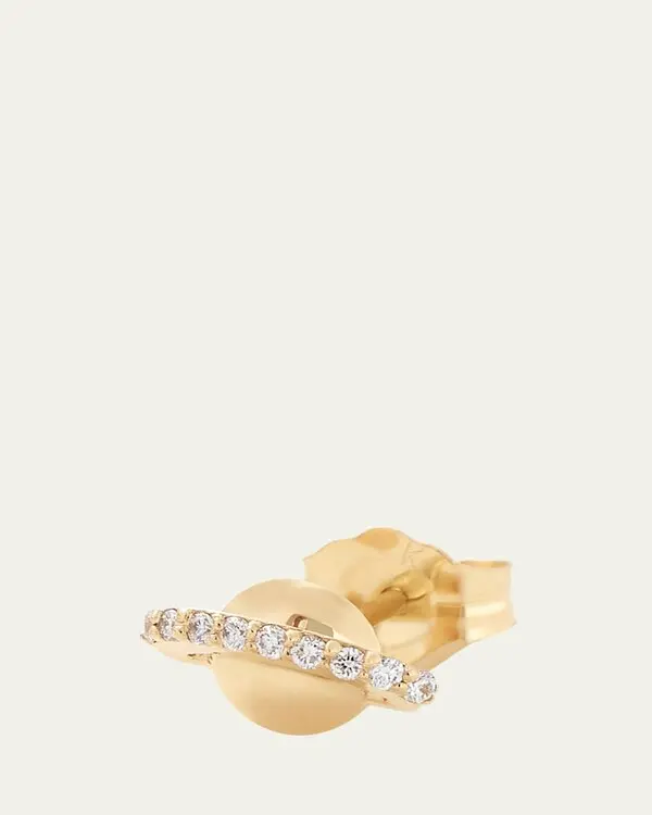 Alison Lou 14k Yellow Diamond Planet Stud Earring