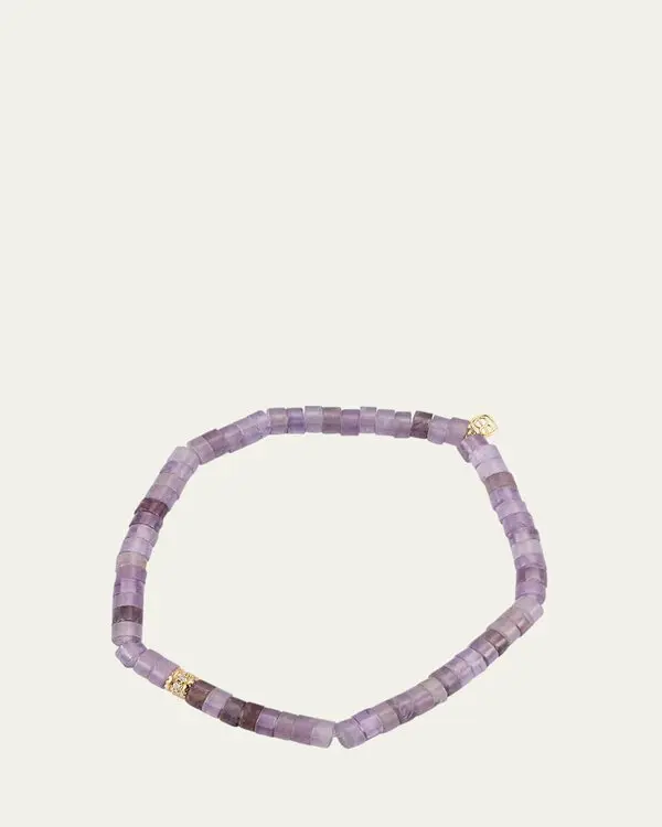 SYDNEY EVAN Scallop Edge Pave Rondelle Bead Bracelet - Purple Multi