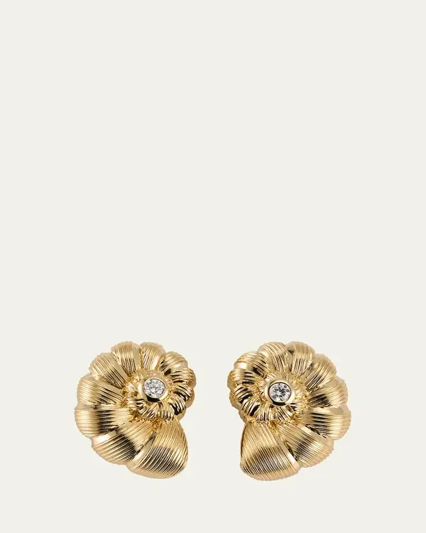 SYDNEY EVAN 14k Diamond Nautilus Stud Earrings - Gold