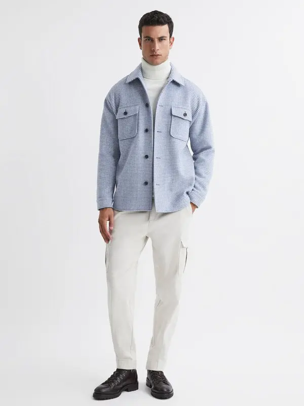 REISS Zack Houndstooth Button-through Overshirt