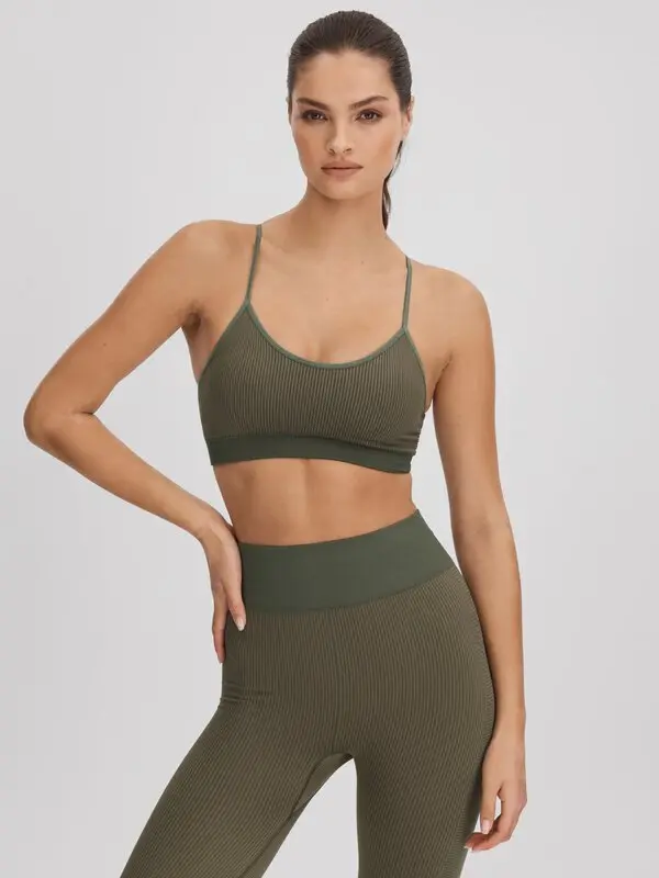 The Upside Striped Sports Bra - Khaki
