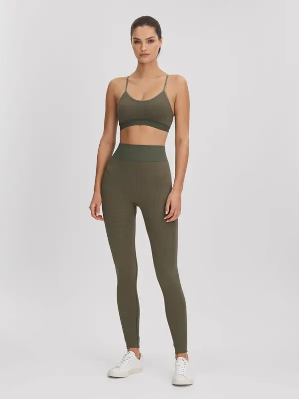 The Upside Striped Sports Bra - Khaki