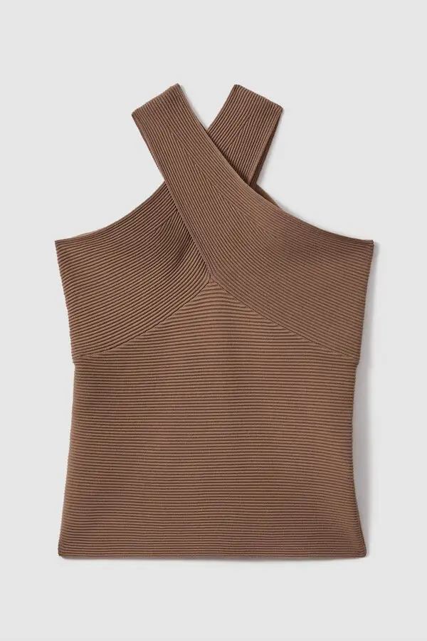 REISS Ribbed Cross-over Vest