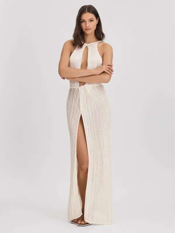 Savannah Morrow Sheer Knitted Maxi Dress - Ivory