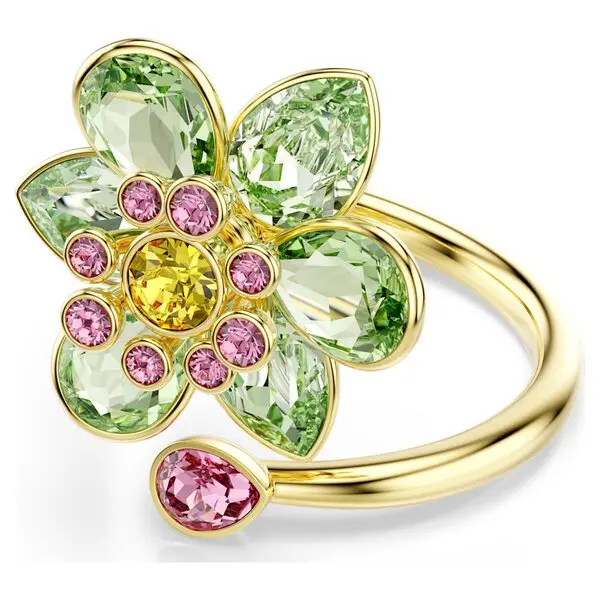 SWAROVSKI Idyllia Open Ring With Crystals - Green