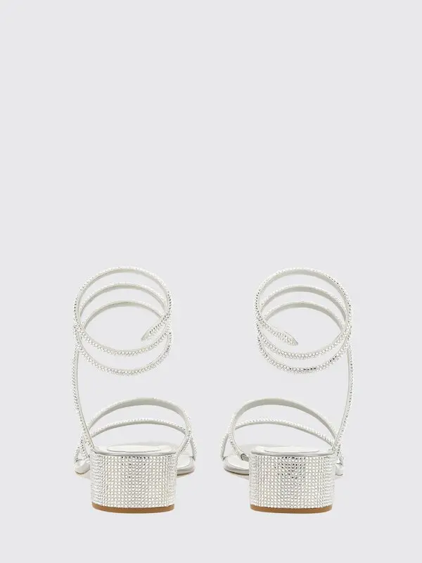 Rene Caovilla Cleo Satin Sandals With Rhinestones - Silver