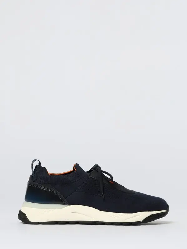 Santoni Low-top Sneakers In Stretch Tech Fabric And Leather With Rubber Sole