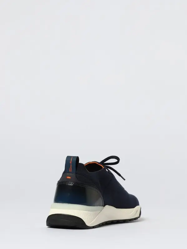 Santoni Low-top Sneakers In Stretch Tech Fabric And Leather With Rubber Sole
