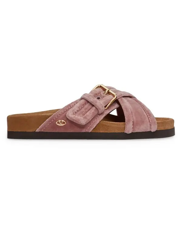 Valentino Garavani Slide Fussfriend Velvet Sandals 30mm - Lip