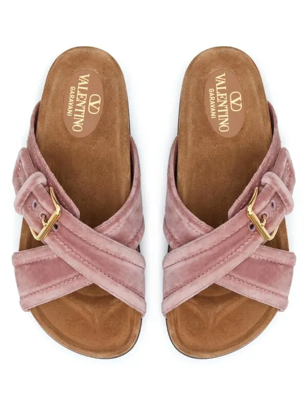 Valentino Garavani Slide Fussfriend Velvet Sandals 30mm - Lip