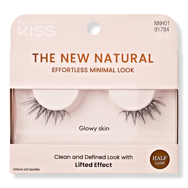 Kiss The New Natural False Eyelashes, Glowy Skin - One-color