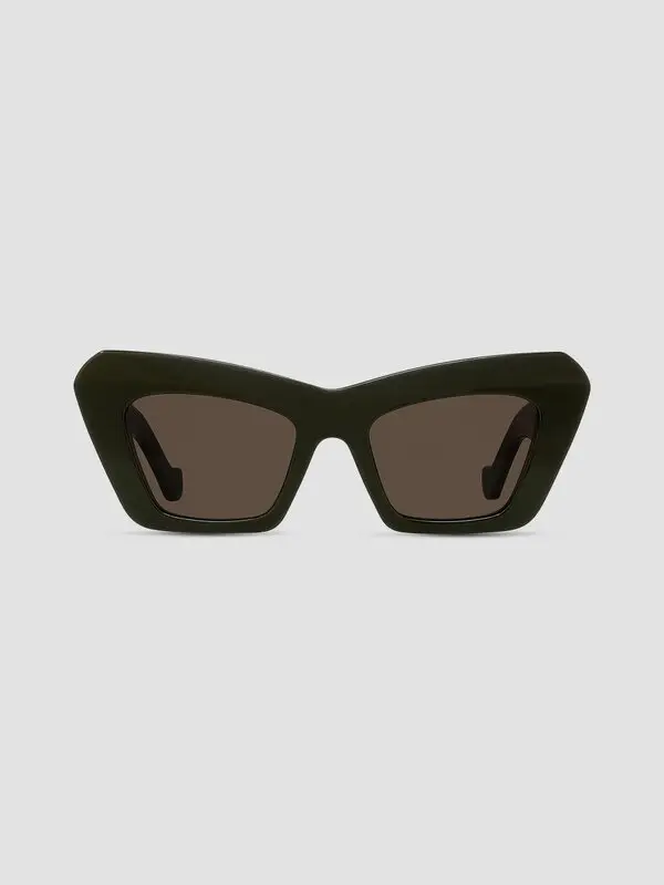 Loewe Anagram 51mm Cat-eye Sunglasses - Dark Olive Green Brown
