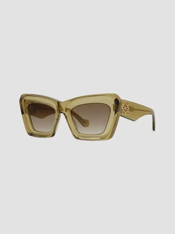 Loewe Anagram 51mm Cat-eye Sunglasses - Shiny Dark Green Gradient Brown