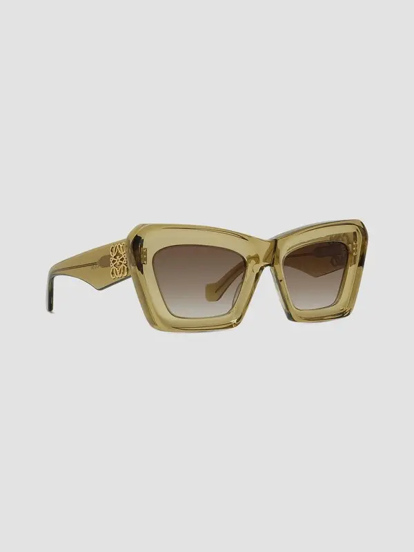 Loewe Anagram 51mm Cat-eye Sunglasses - Shiny Dark Green Gradient Brown