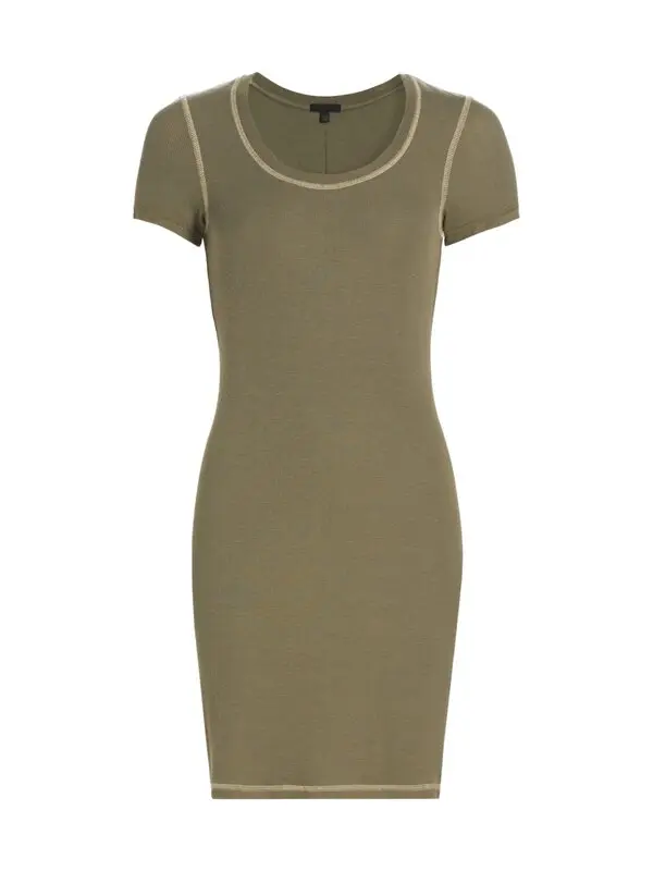ATM Anthony Thomas Melillo Fitted Rib-knit Minidress - Army