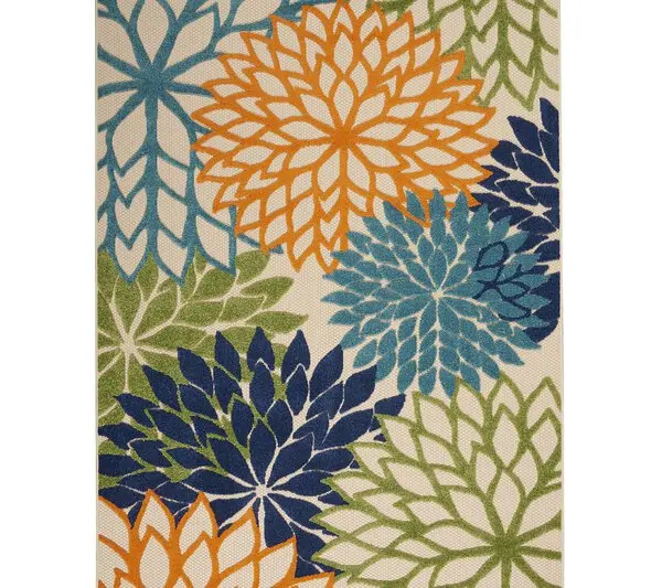 HOMEROOTS 5'3' X 7'5' Orange Floral Outdoor Are Rug - One-color