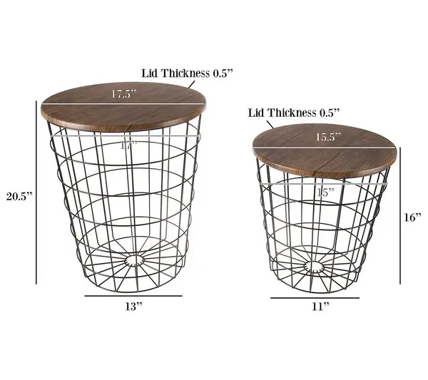 LAVISH HOME 2 Nesting Tables With Storage Round Tables