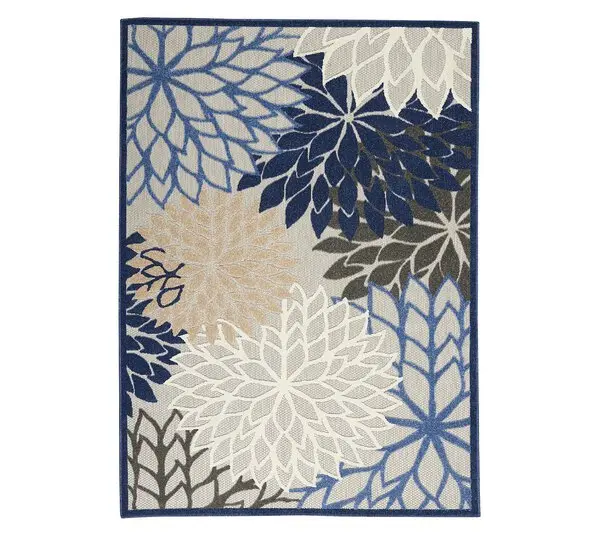 HOMEROOTS 3'6' X 5'6' Blue Lrg Floral Indoor Ou Door Area Rug - One-color