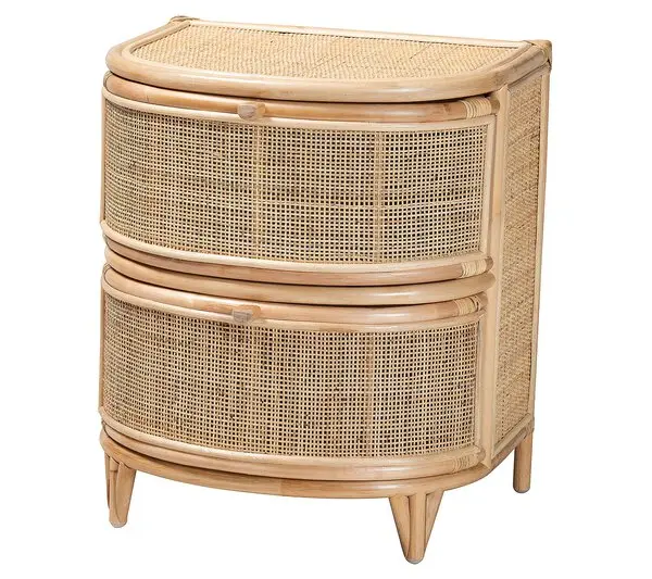 BAXTON STUDIO Oleta Natural Brown Rattan Nights Tand - One-color