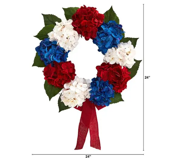 NEARLY NATURAL 24' Hydrangea Artificial Wreath