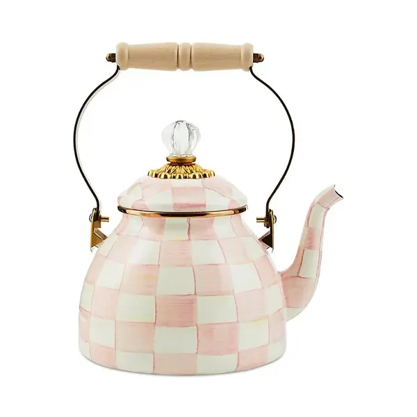 MACKENZIE-CHILDS Rosy Check Enamel Tea Kettle, 2-qt - Multi