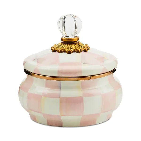 MACKENZIE-CHILDS Rosy Check Enamel Squashed Pot - Multi