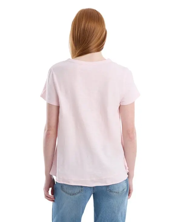 Wilt Boxy Mixed Media Hem Tee - Barely Pink