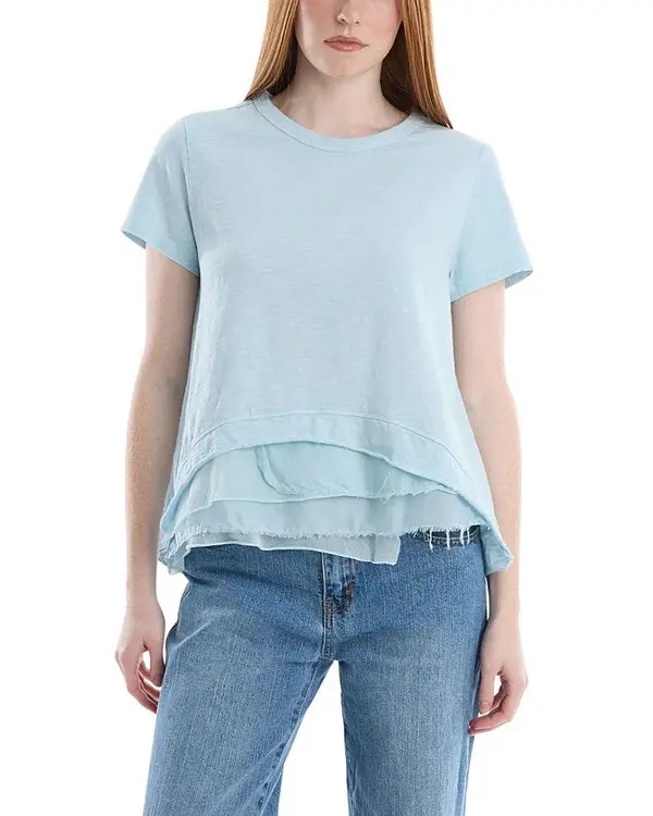 WILT CLOTHING Wilt Boxy Mixed Media Hem Tee - Corydalis Blue