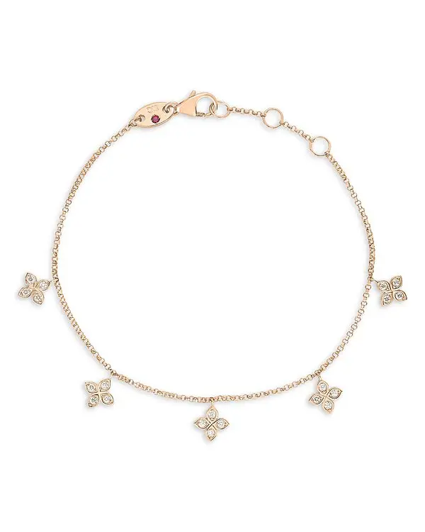 Roberto Coin 18k Diamond Flower Charm Bracelet - Rose Gold