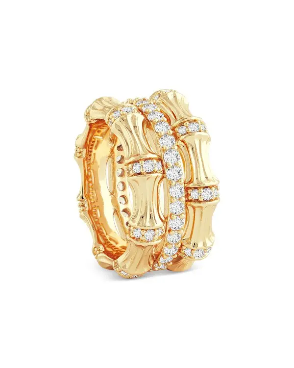 ANABEL ARAM Sculpted Bamboo Stack Ring In 18k Plated