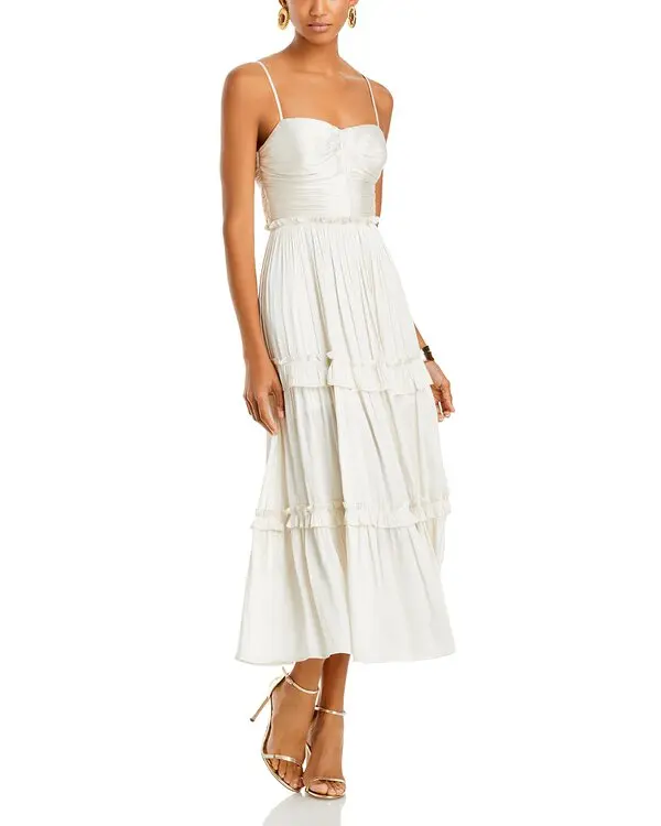 Aqua Ruched Top Midi Dress In Pearl - 71% Off | Editorialist