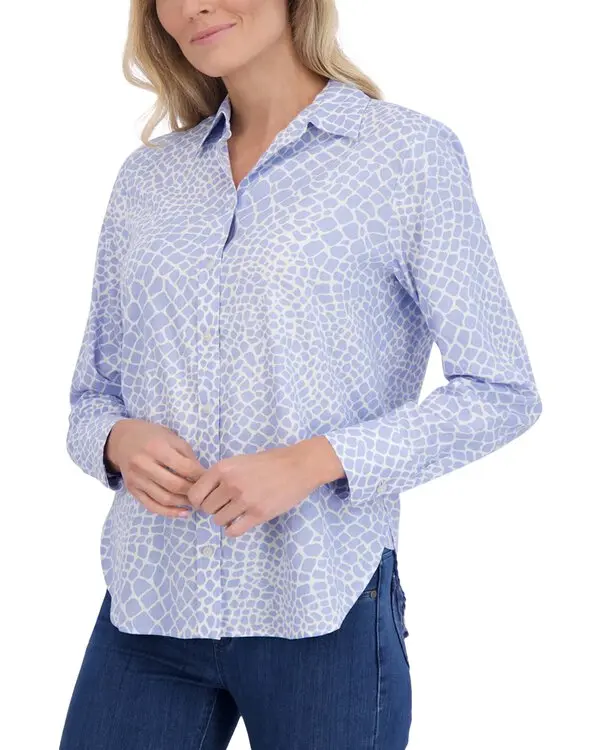 Foxcroft Meghan Giraffe Print Shirt - Blue/white