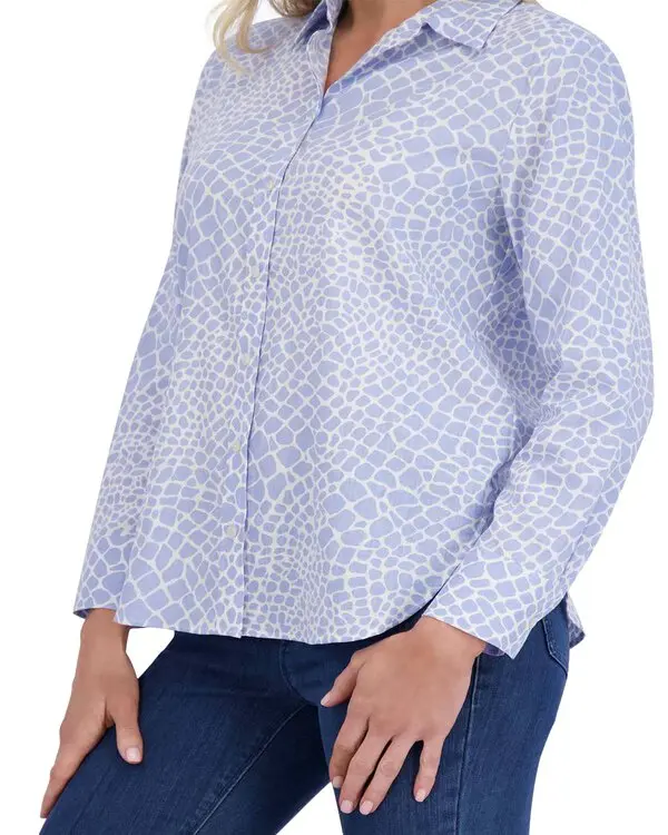 Foxcroft Meghan Giraffe Print Shirt - Blue/white