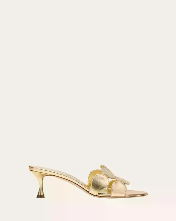 Manolo Blahnik Haribalmu Metallic Leather Sandals - Gold