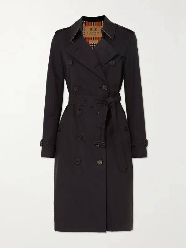 Burberry Kensington Long Organic Cotton-gabardine Trench Coat - Black