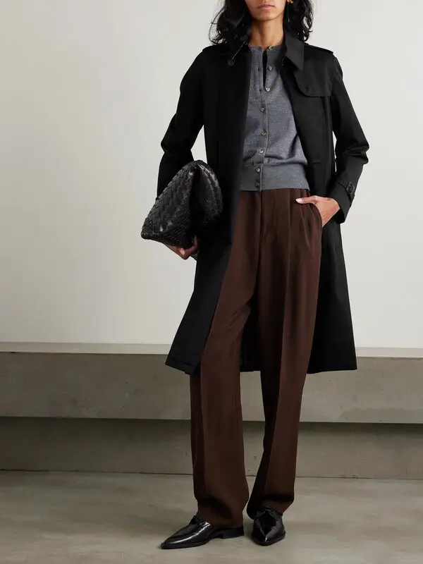 Burberry Kensington Long Organic Cotton-gabardine Trench Coat - Black